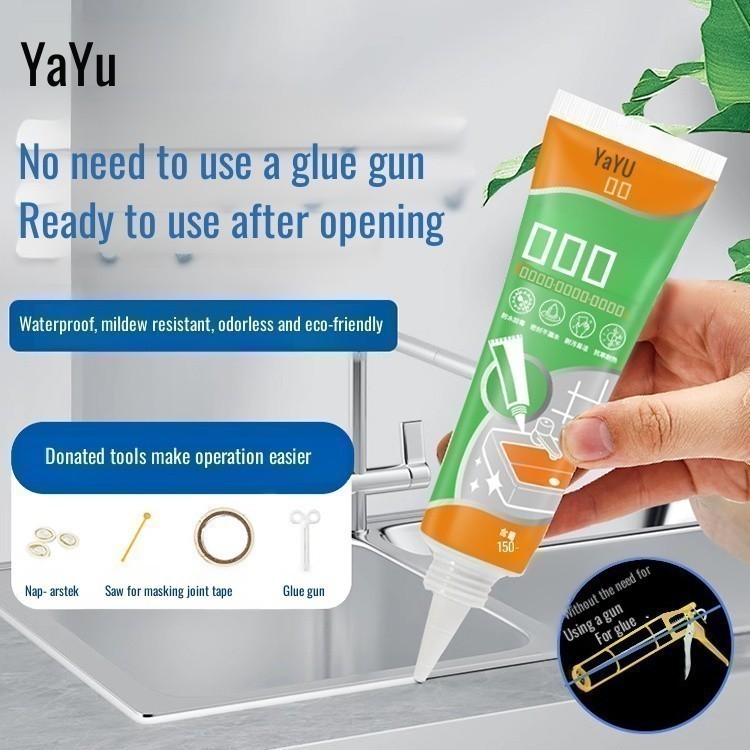 Not easy to get yellow caulk Waterproof and antimold sealant not easy ...