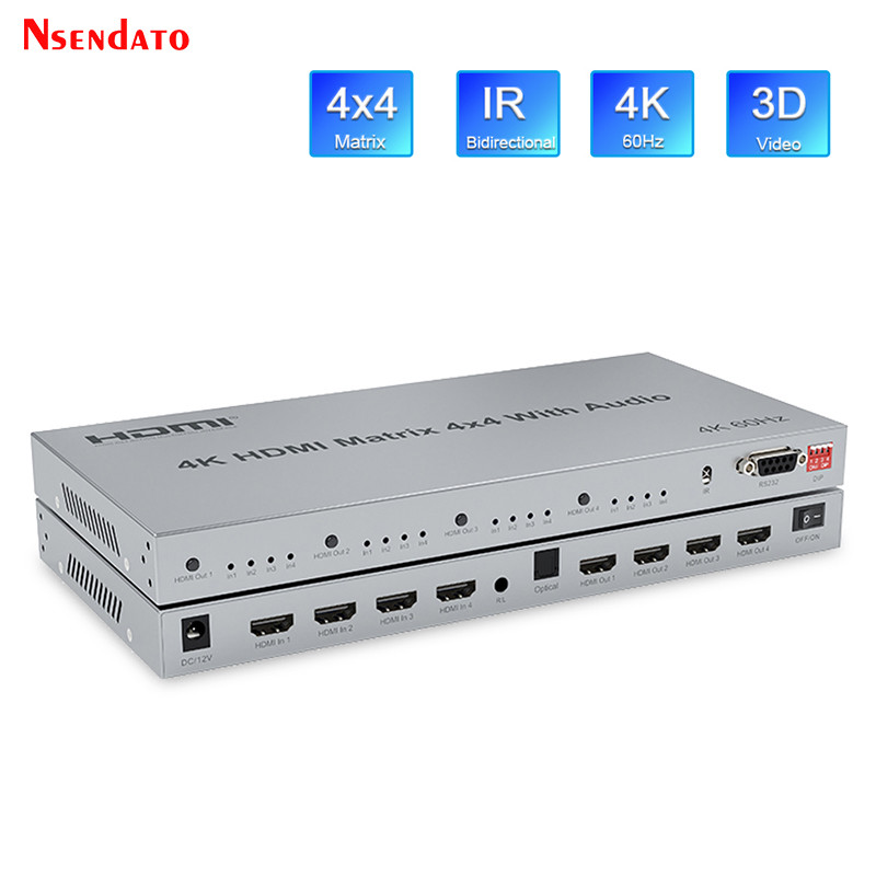 4x4 HDMI-Compatible True Matrix Switch Conmutador 4 in 4 out 4K 60Hz ...