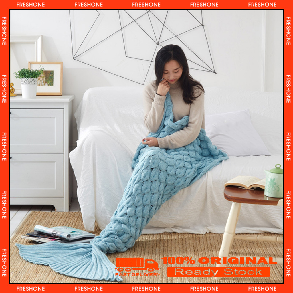 Soft Wool Blanket Snug-fitting Sleeping Bag Cozy Mermaid Tail Blanket for All Seasons Knitted ...