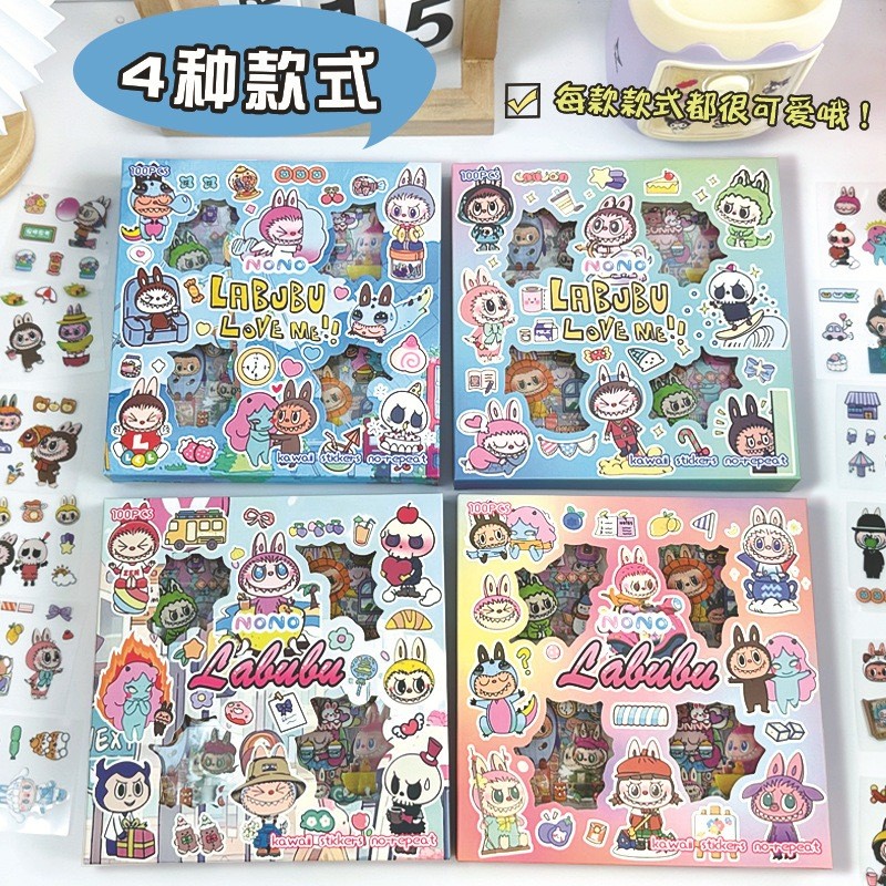 100pcs box labubu cartoon Sticker Waterproof stickers Wholesale Tattoos ...