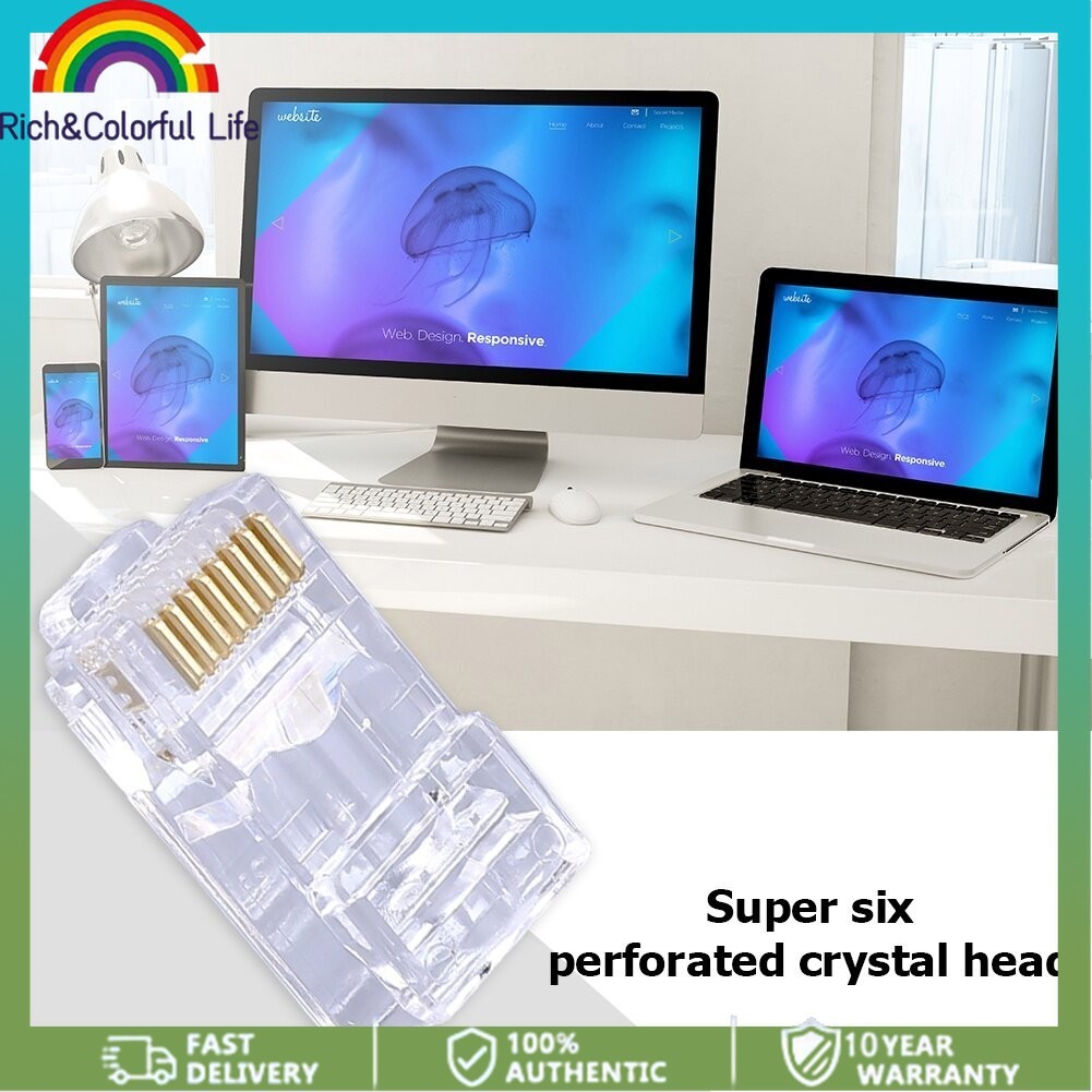 100Pcs Connector for CAT6 Network 8P8C modular Ethernet cable header ...