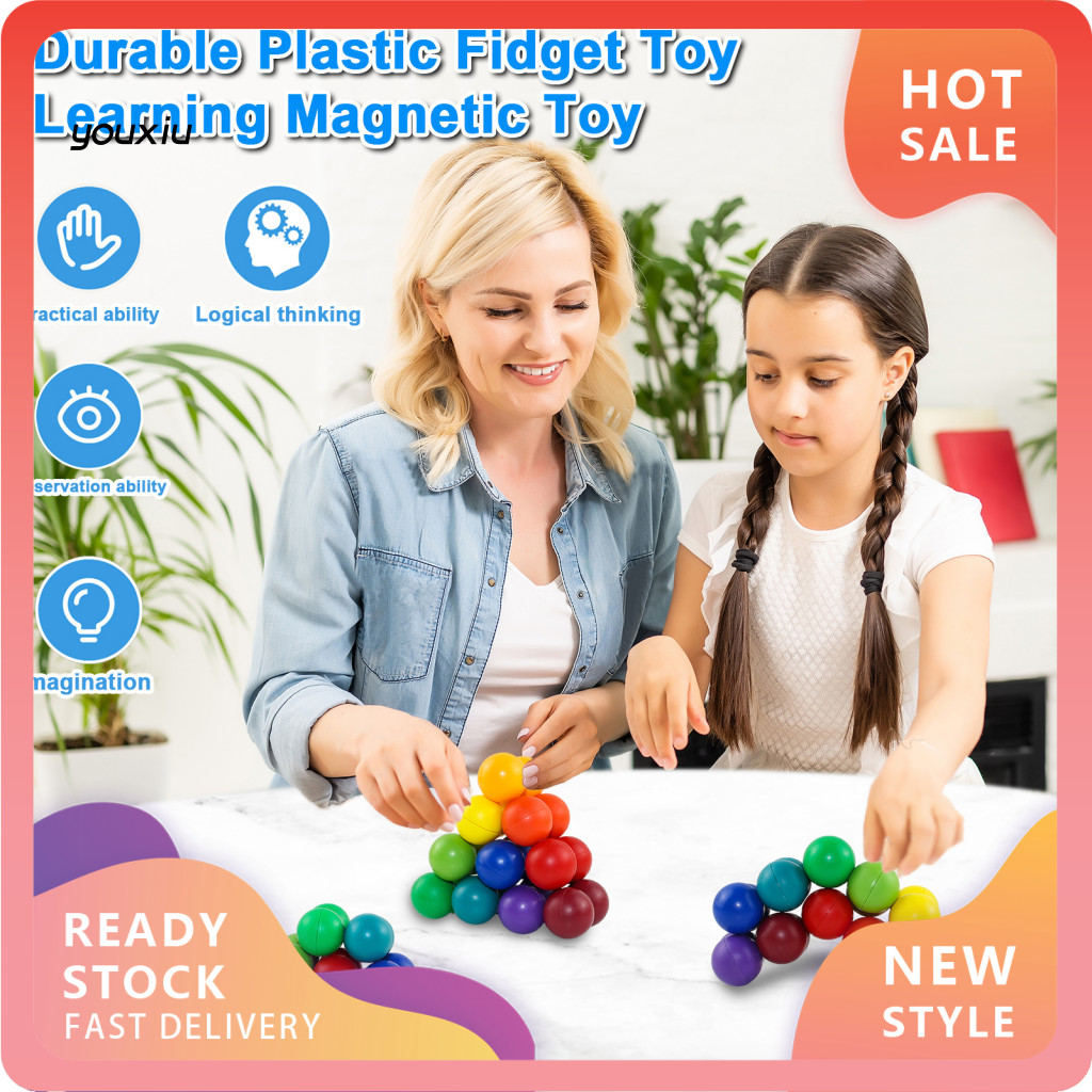 YX Plastic Fidget Toy Fidget Toy 20pcs Magnetic Bead Fidget Toy Rainbow ...