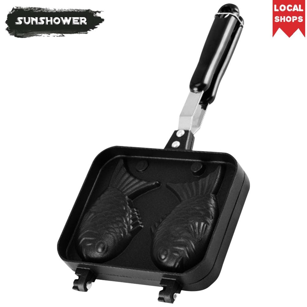 Double Fish Shaped Fry Pan Waffle Molds Aluminum Alloy Taiyaki Double ...