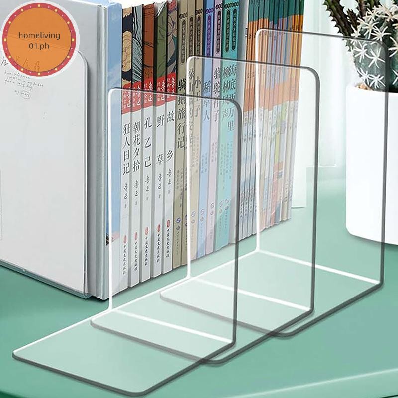 homeliving01 1PC Transparent Acrylic Bookends Stand Bookshelf Desktop ...