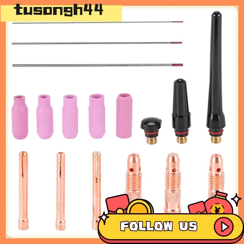 17Pcs Welders Welding Torch Tig Cup Collet Body Nozzle Kit Tungsten ...