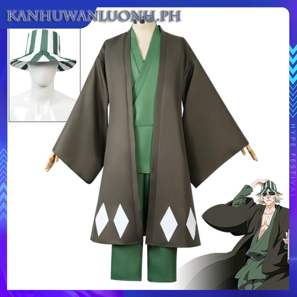 Anime Bleach Cosplay Urahara Kisuke Costume Men Women Green Kimono ...
