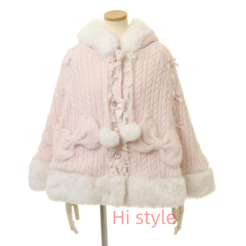 Jirai kei Lizlisa dupes lace Japanese knitted cape jacket for women ...