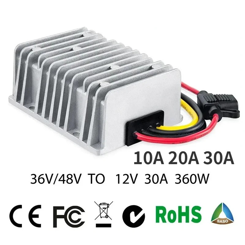 36V 48V to 12V 10A 20A 30A Voltage Reducer Step Down Converter Buck Regulator DC DC Golf Cart ...