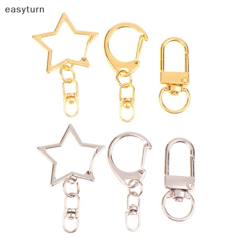 easyturn 10Pcs Star Pentagram D-shaped Hollow Key Chain Rings Keychain ...