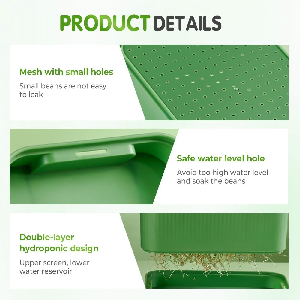 Seed Sprouter Kits Bean Sprout Tray Microgreens Propagators Grow Trays ...