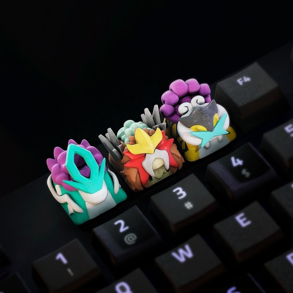 Pokémon Keycap Three Holy Beast Keycap Unique Creative Mechanical ...