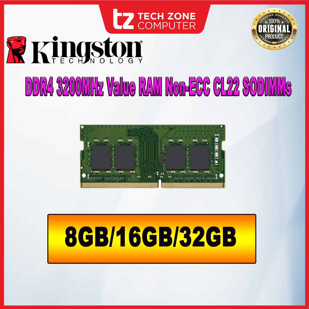Kingston Value RAM 3200MHz DDR4 Non-ECC CL22 SODIMM Notebook (8GB/16GB/32GB) | Shopee Philippines