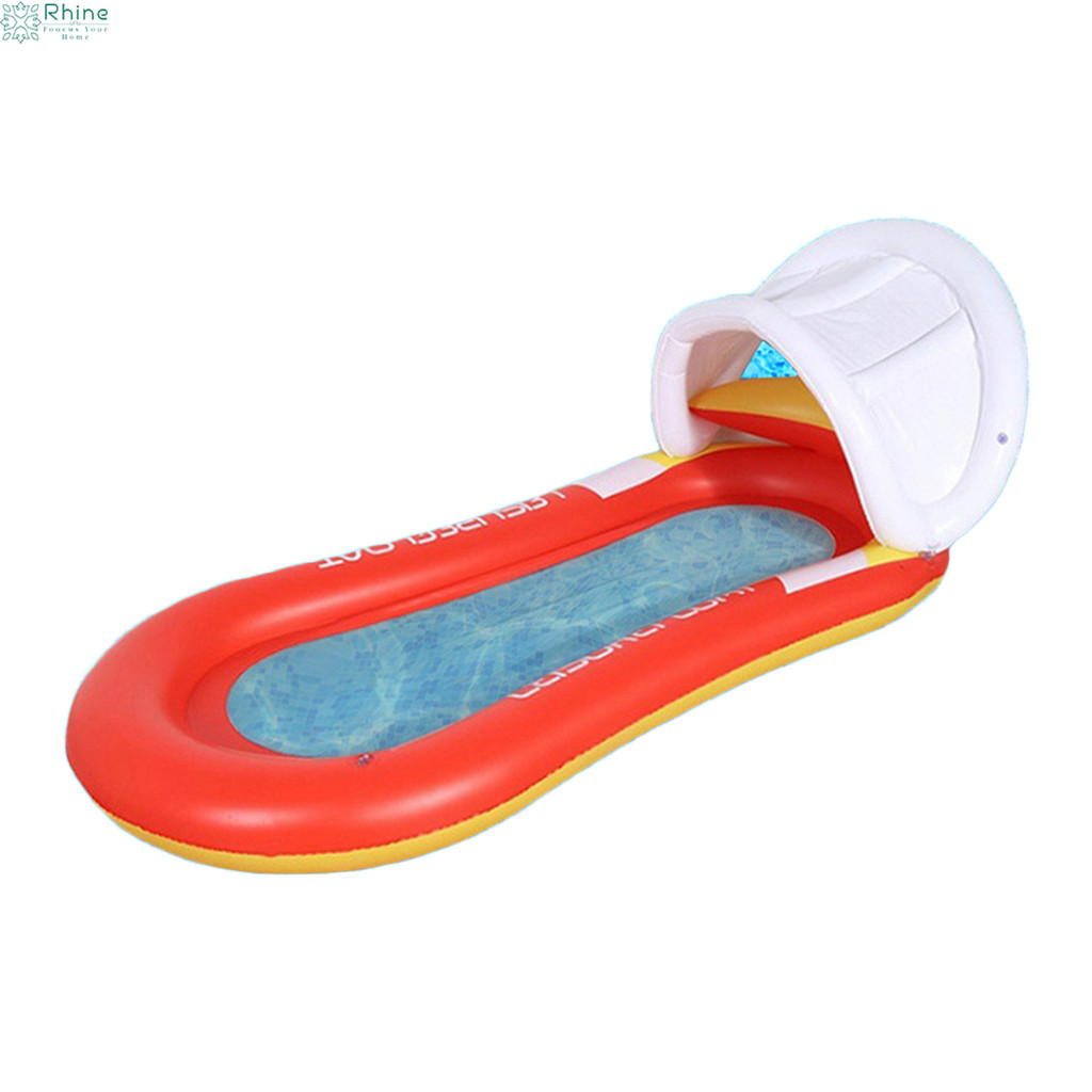 Rhine Inflatable Sun Lounger with Canopy - Floating Pool Chair for ...