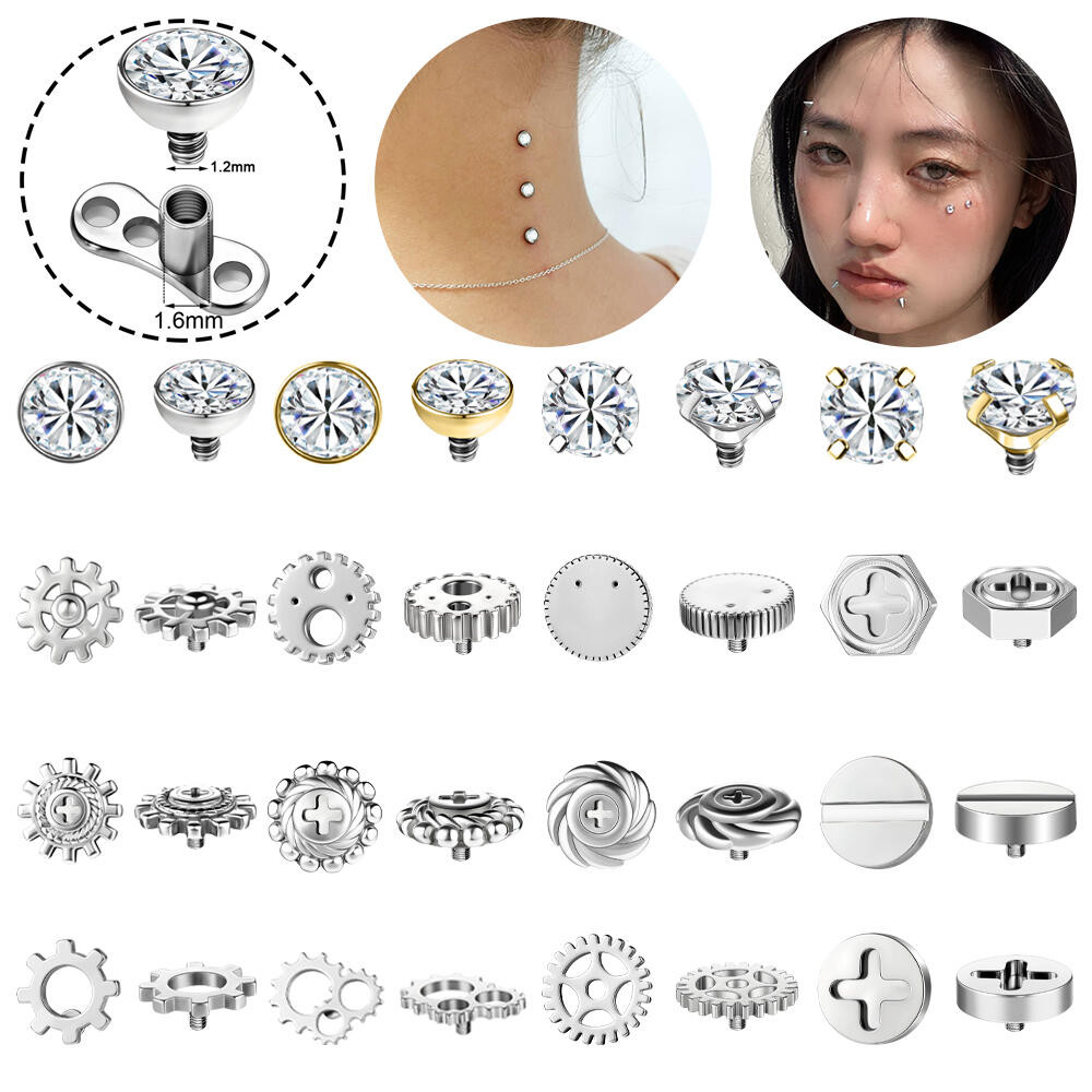 1 PC Stainless Steel Micro Dermal Piercing Replacement 16G/18G Dermal Anchor Replacement ...