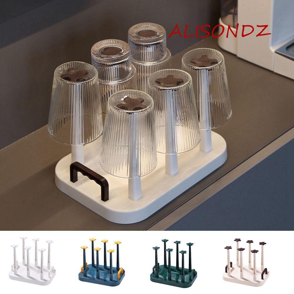 ALISONDZ Cup Drying Rack, Plastic Upside-Down Glass Cup Drainer Holder ...