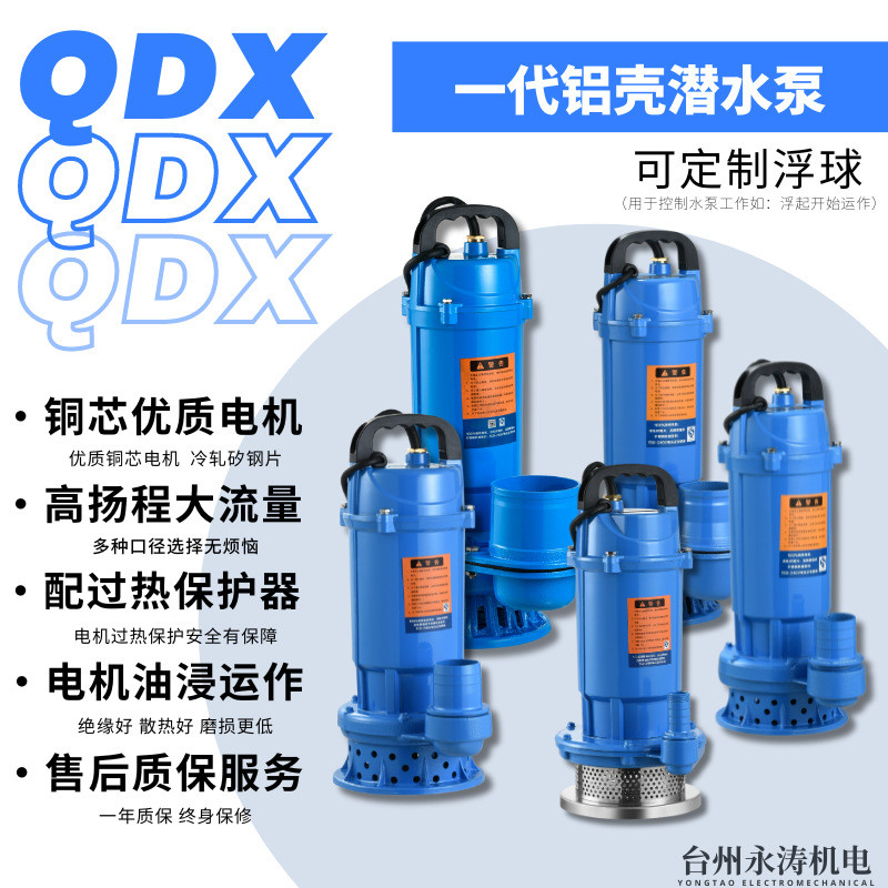 QDX First-Generation Oil-Immersed Copper Core Motor Clean Water Pump High-Power Water Pump Large ...