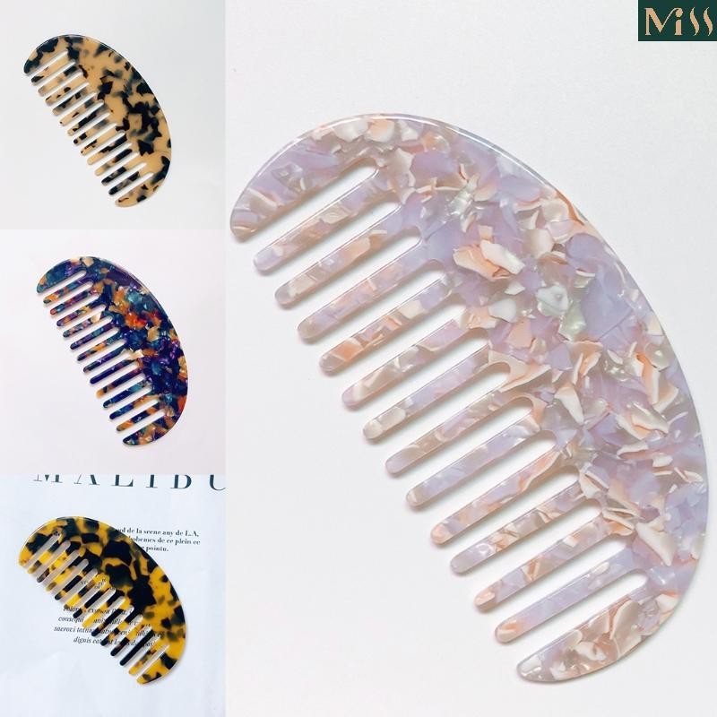 Miss* French Wide Tooth Pocket Hair Comb Marble Leopard Pattern Acetate ...