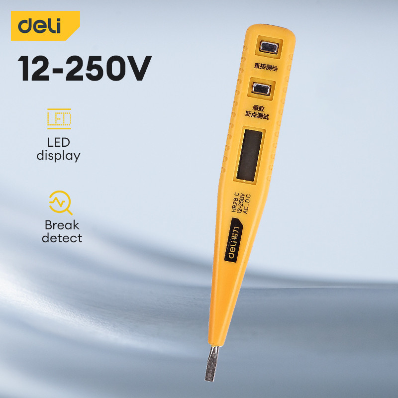 Deli Led Digital Display Voltage Tester Electric Test Pen 12-250V ...