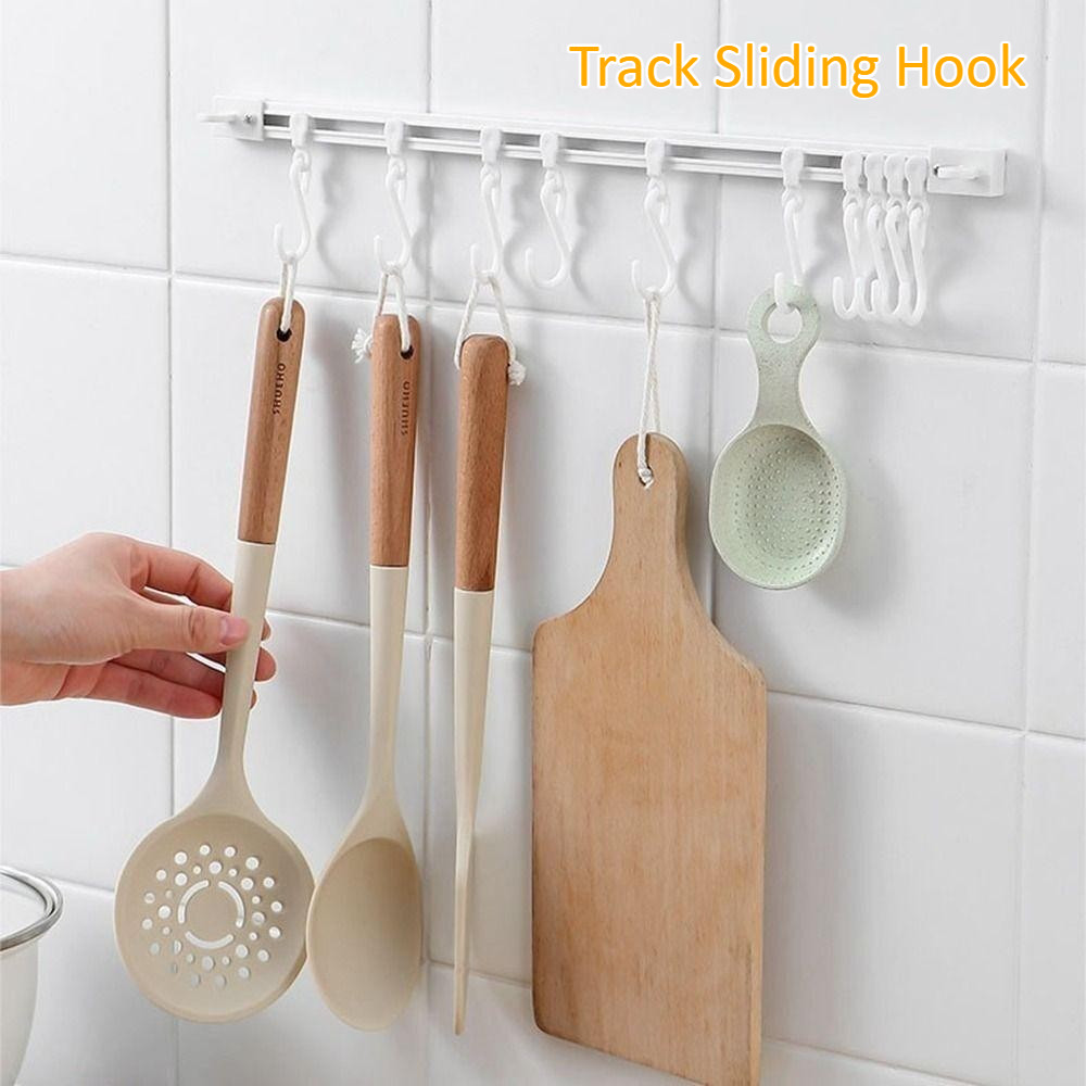 Kitchen Track Sliding Hook No-punching Mobile Hook Space-saving Hook ...