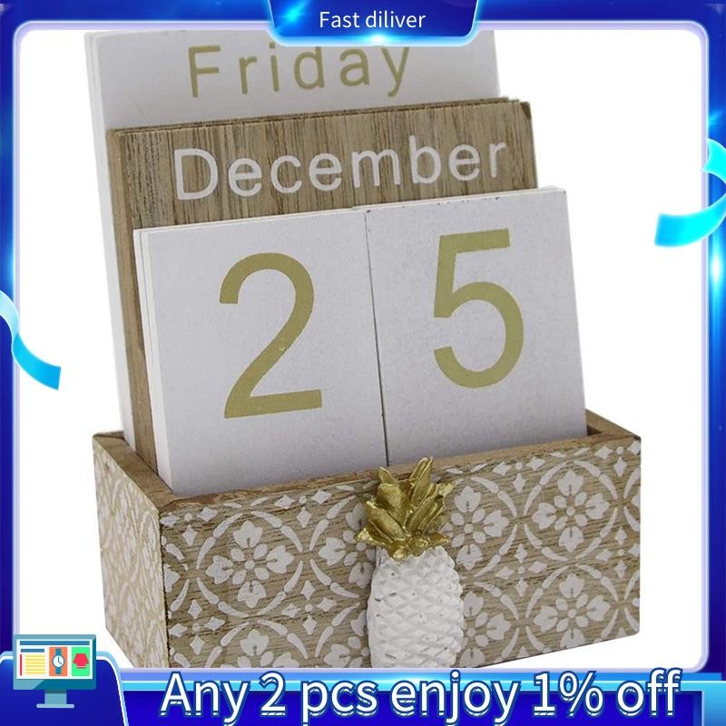 Wooden Flip Desk Blocks Calendar, Plank/Table Calendar Display,for Home ...