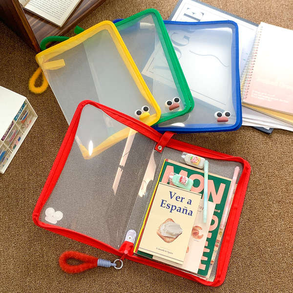 A4 file bag for all grade students, transparent large-capacity zipper ...