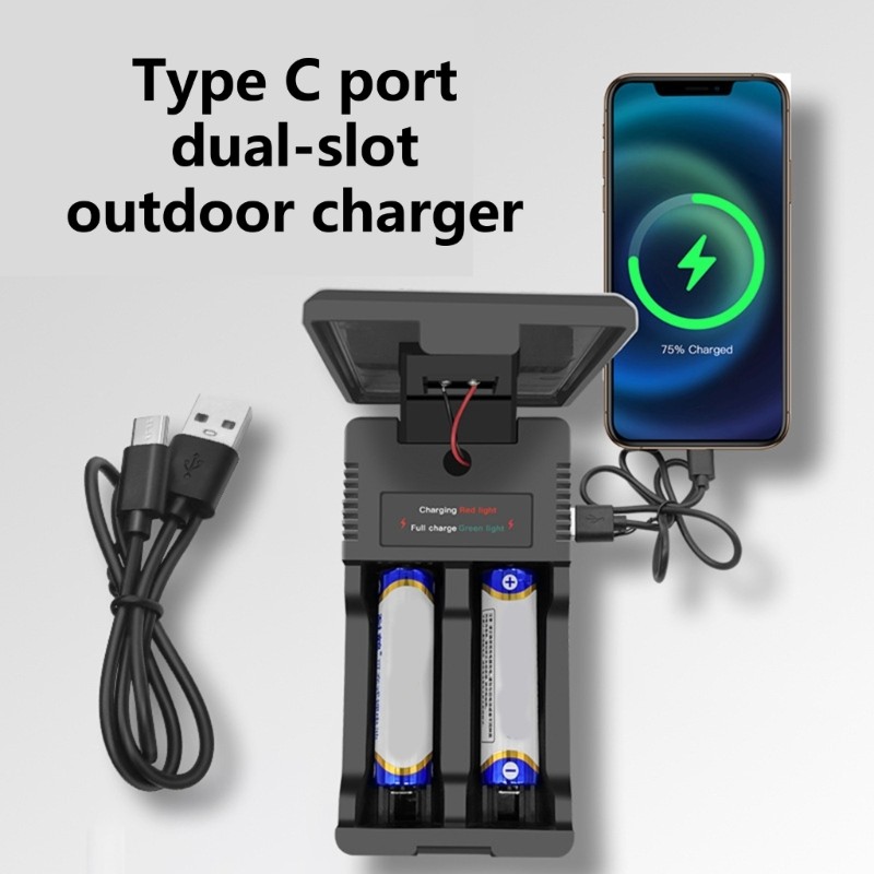 HIKI 18650 Solar Charger with Type C Port Double Slot Intelligent ...