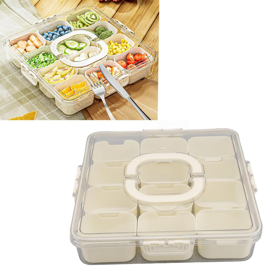 Bestchoices Divided Serving Tray With Lid Handle 12 Compartment Snackle ...