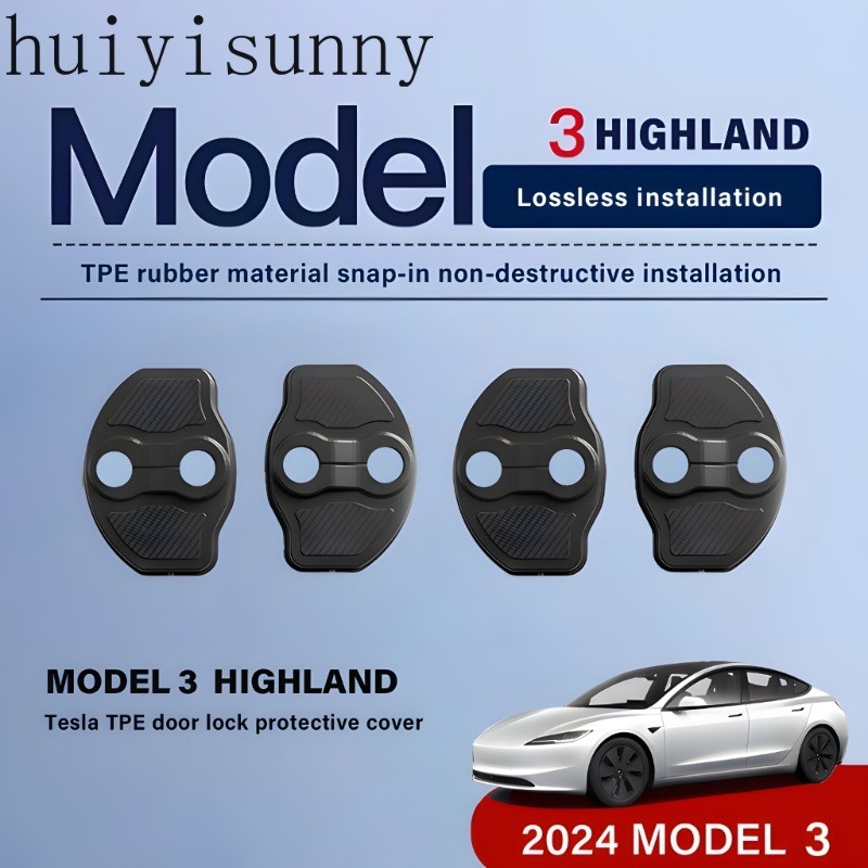HYS 4 Pack Door Lock Covers for Tesla Model 3 Highland 2024 Car Door ...