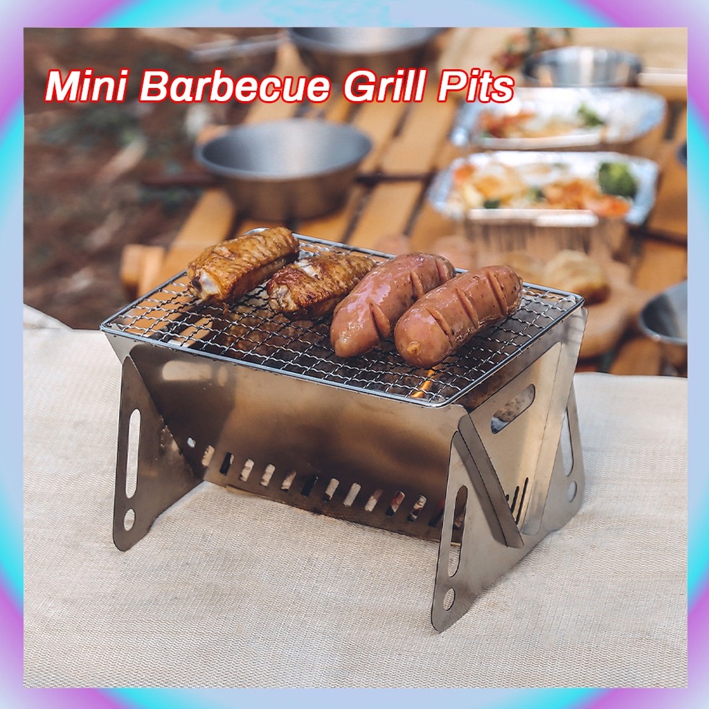 Portable Camping Grill Foldable Barbeque BBQ Grill Portable stainless steel barbecue grill Pits ...