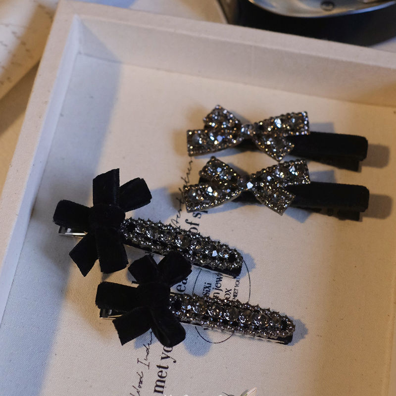 Retro French Gray Diamond Heavy Industry Hair Clip Bow Headdress ...