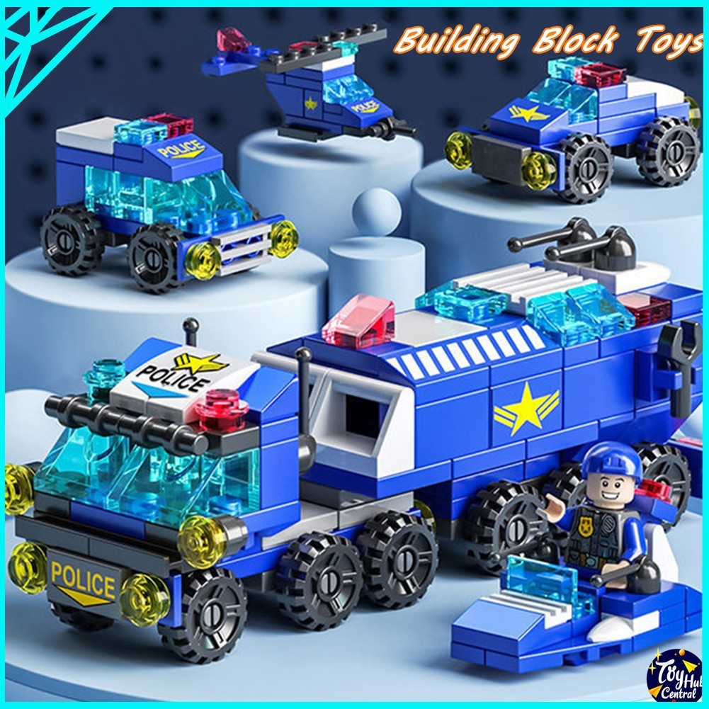 City Series 6 IN 1 SWAT Engineering Vehicle Educational Toy Model Block ...