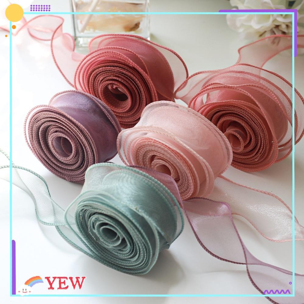 YEW Roll of Satin Ribbon, Lace Flower Bouquet Wrapping Tulle Ribbon ...