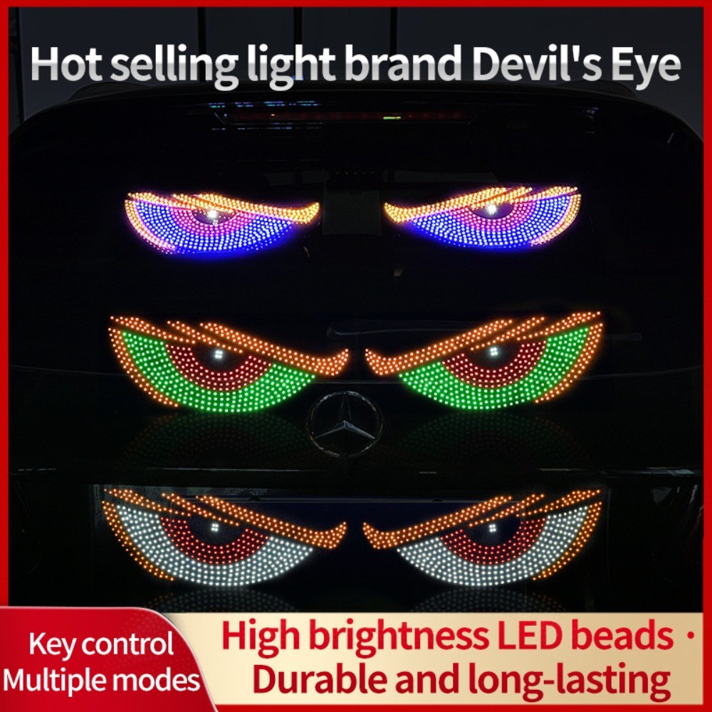 2PCS USB LED Devil Eye Dynamic Big Devil Eyes Light for Cars, Programmable Window Screen LED ...
