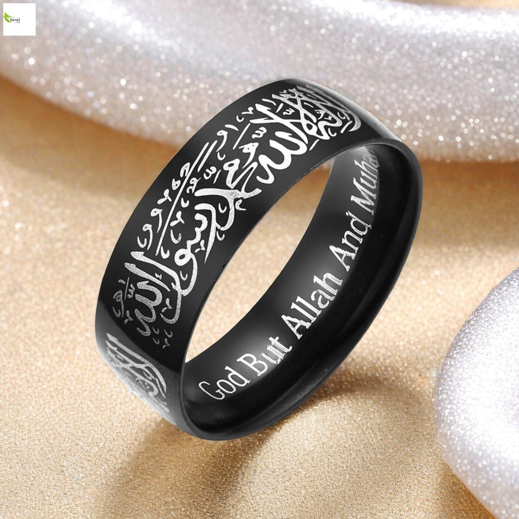 Men's Stainless Steel Ring Multi Color Options Muslim Allah Islam Ring ...