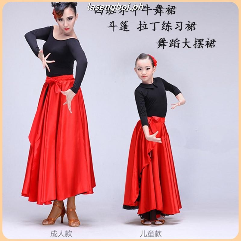 Spanish bullfight dance dress cape red children's Latin skirt belly ...