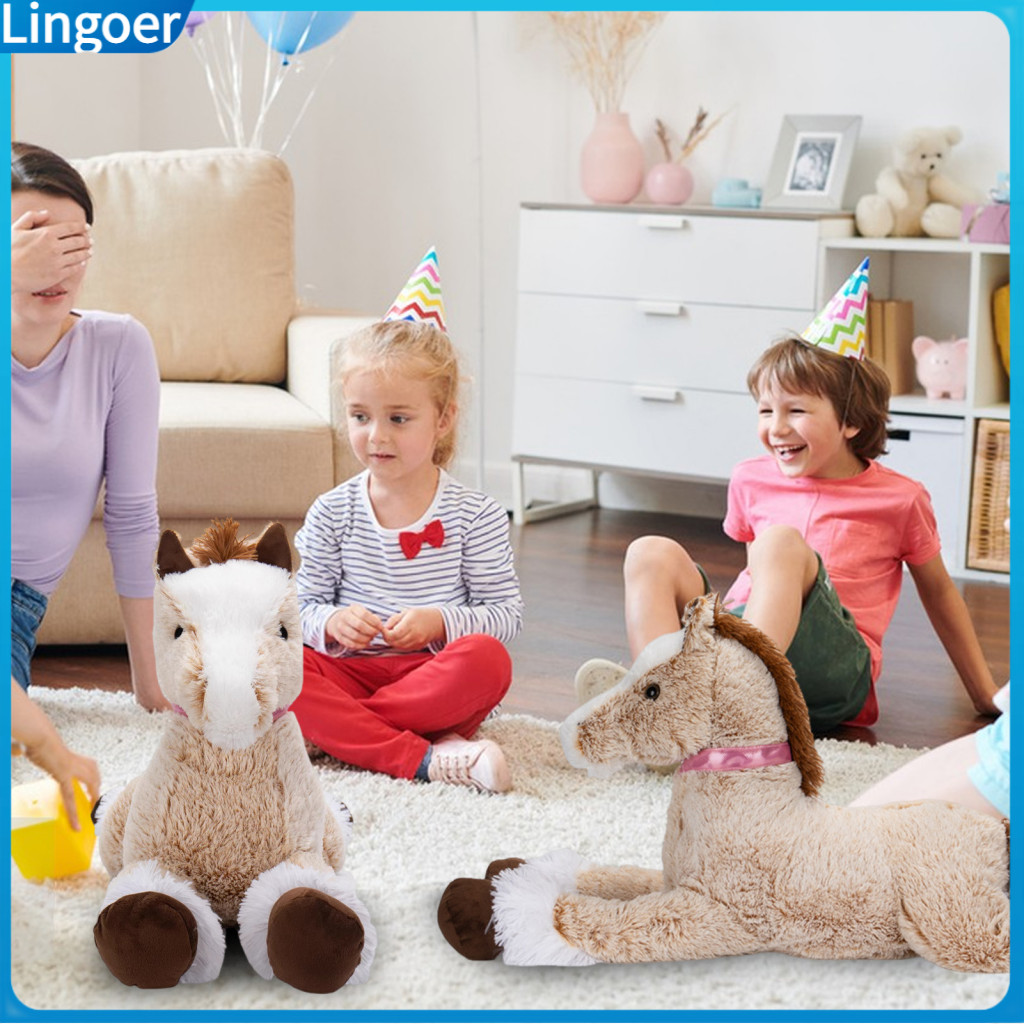 Lingoer| Ridable Pony Plush Pillow for Kids Stuffed Horse Plush Toy ...