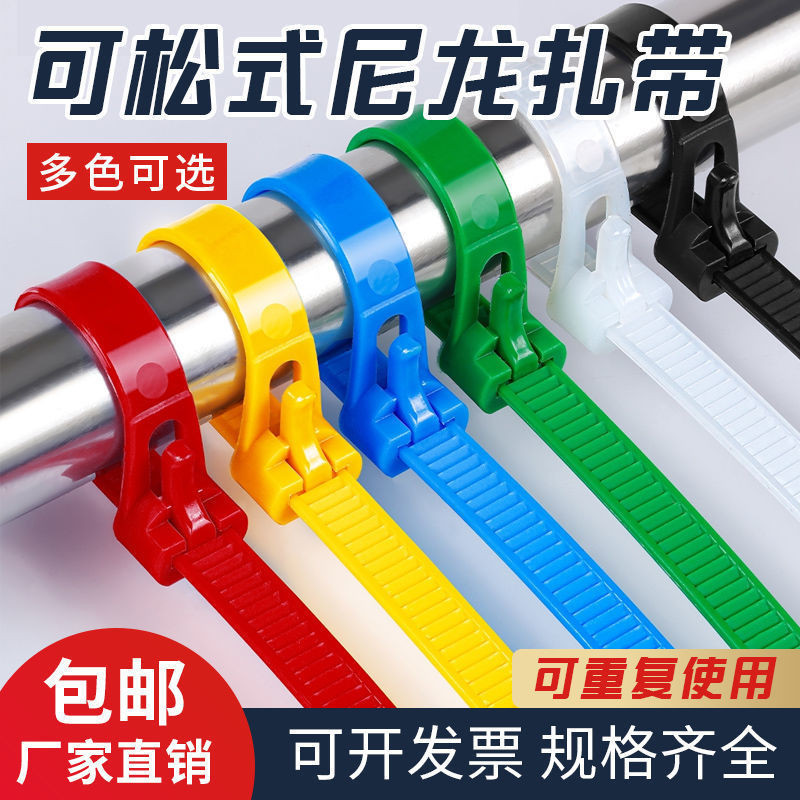 Reusable Nylon Cable Ties with Buckle, Strong Colorful Plastic Binding ...