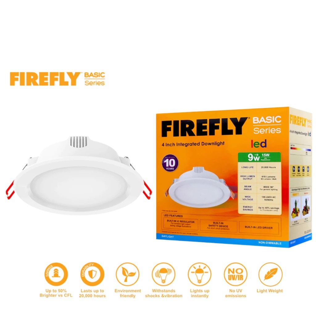 FIREFLY Basic LED Slim Dwnlght DL 9W EDL222209DL | Shopee Philippines