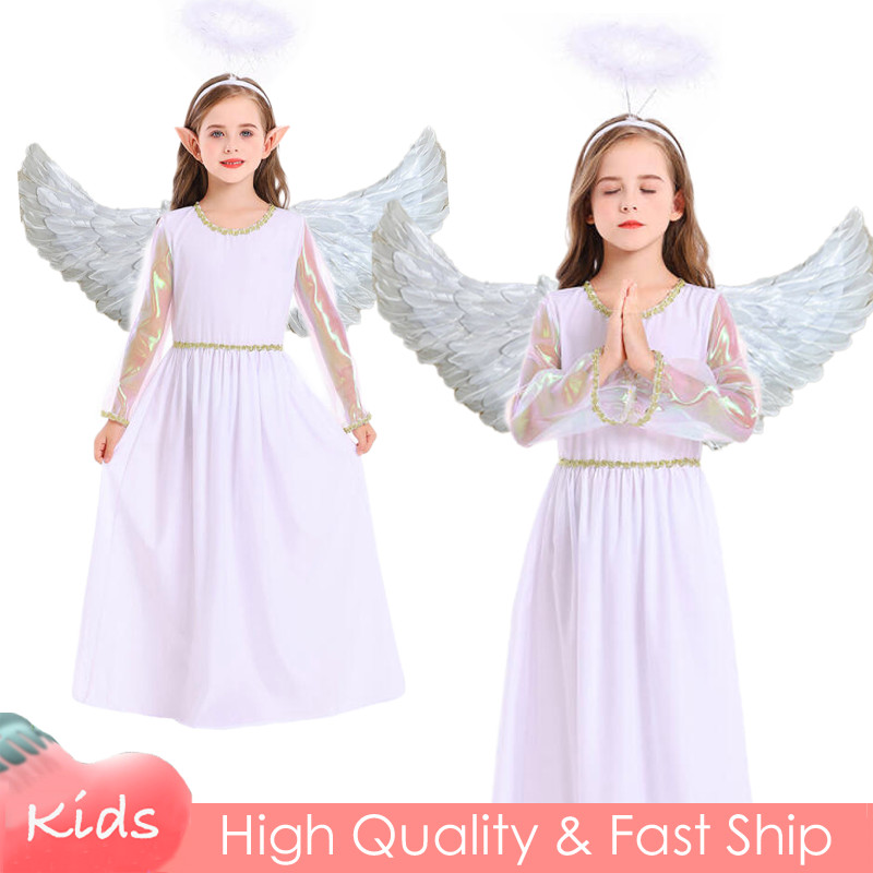 Greece Goddess White Dress For Kids Girl Angel Elf Greek Roman Fairy ...