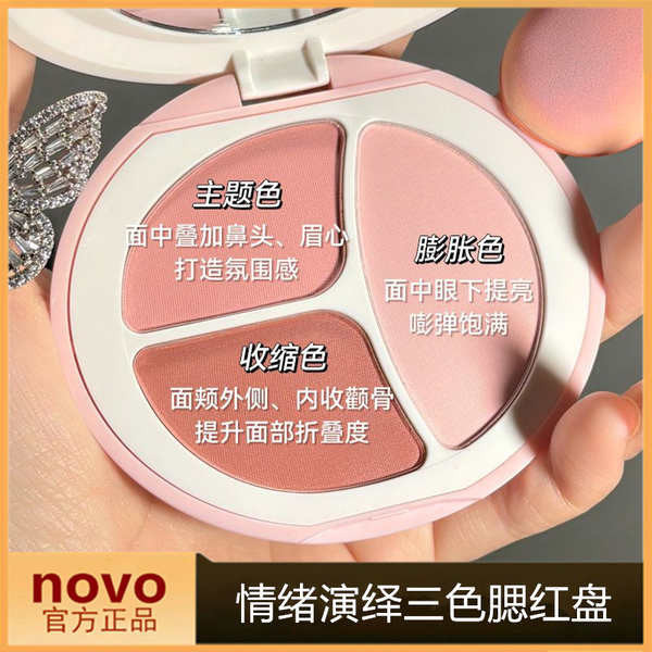 blush on powder blush on with brush The NOVO Tri-Colour Blush Palette ...