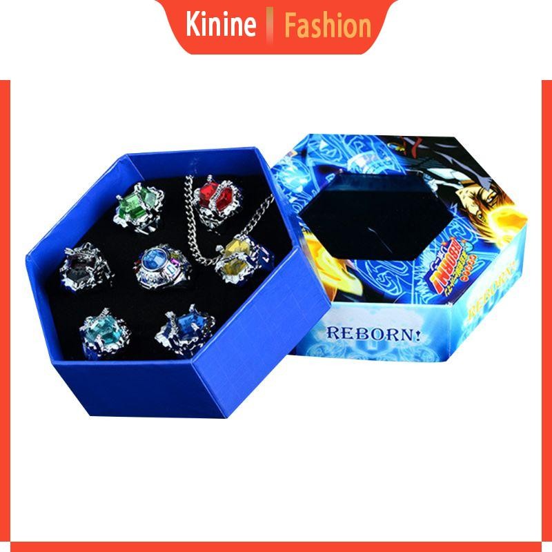 KIN 7Pcs Set Katekyo Hitman Reborn Vongola Anime Alloy Rings Fashion ...