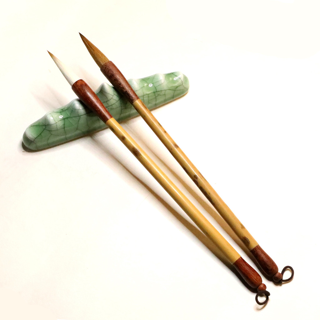 Xiang Fei Bamboo Mahogany Pen Holder Falling Flower Wolf Hair Brush ...