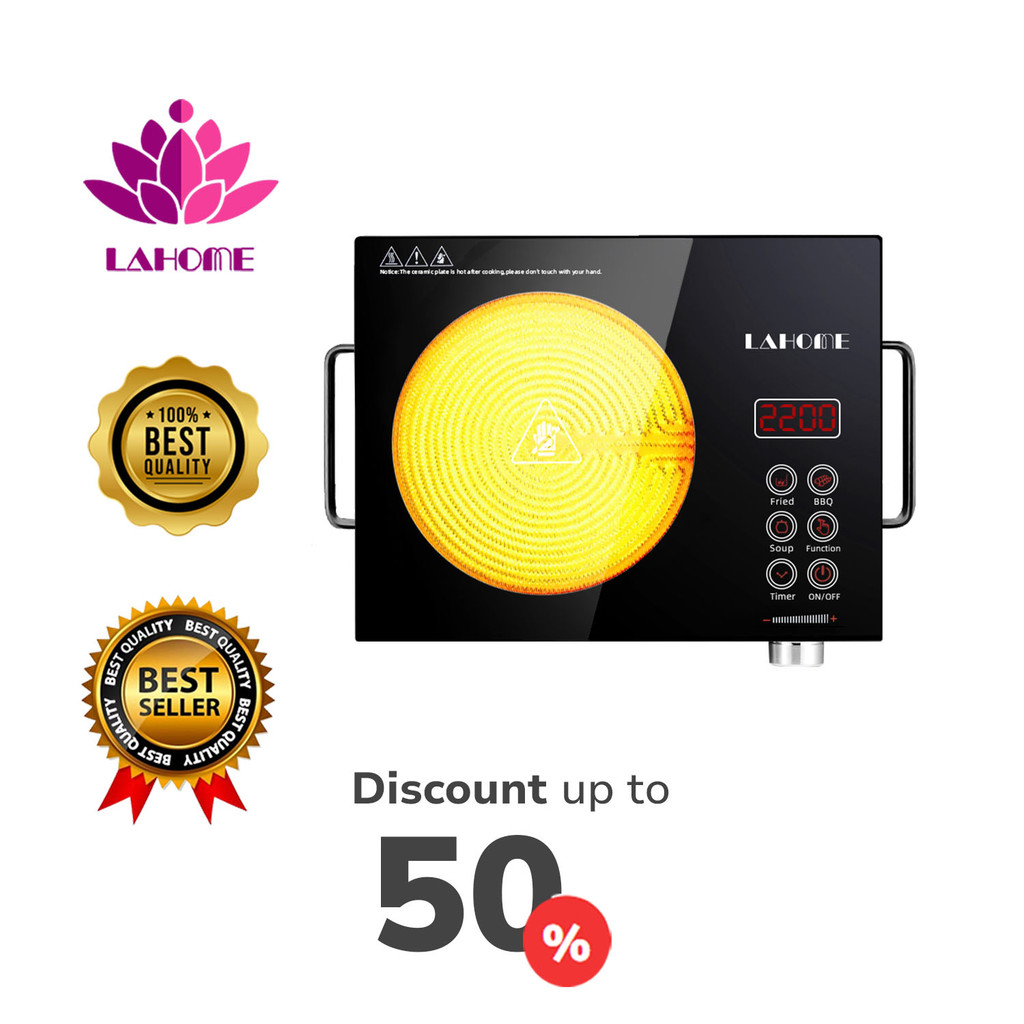 LAHOME Electric Ceramic Stove Portable Ceramic Glass Plate LED Display ...