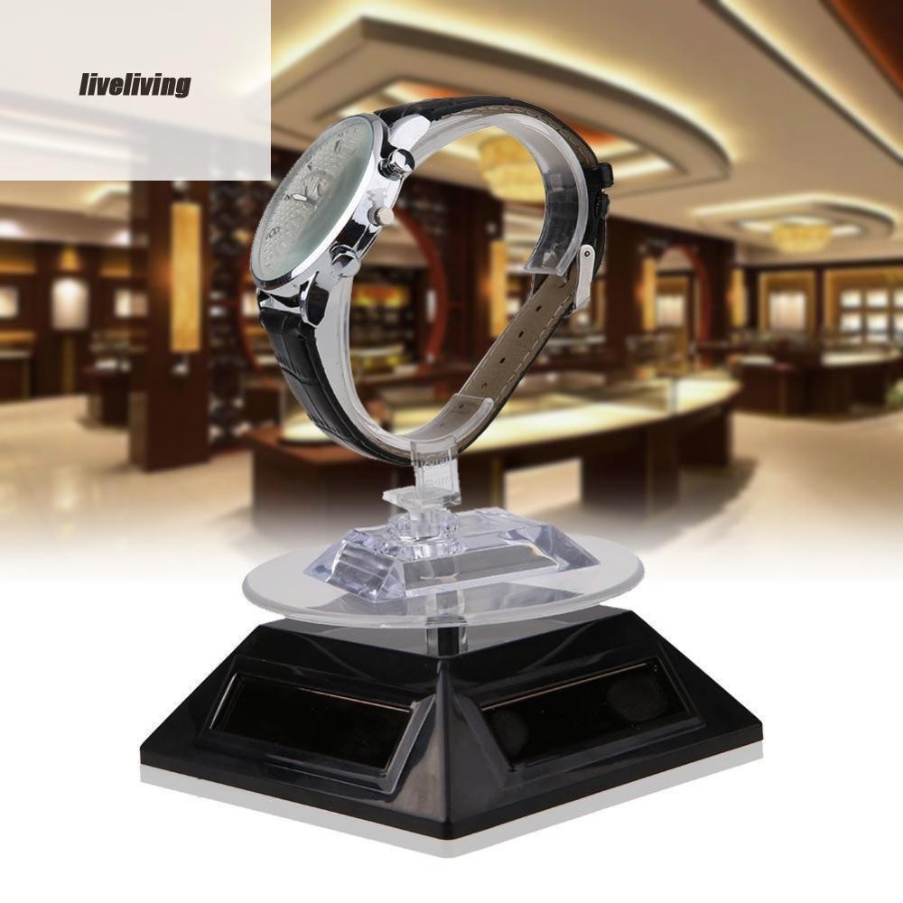 Solar Power Showcase 360 Turntable Rotating Jewelry Watch Ring Display ...