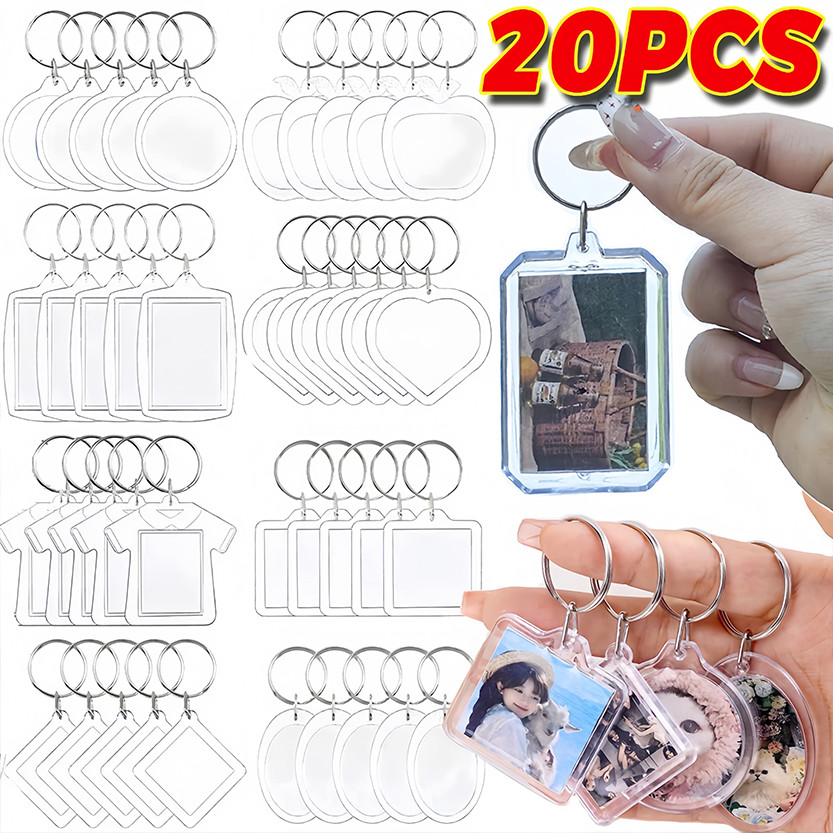 5/10/20Pcs Clear Acrylic Photo Frame Keychain / DIY Photo Insert ...