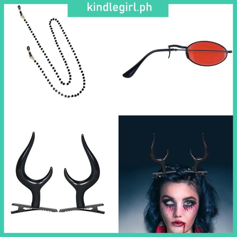 KING Devil Horns Hair Clips Monocle with Eyeglasses Chain Alastor ...