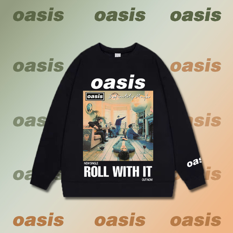 2025 new hot Crewneck Sweatshirt Oasis Rock Band Fabric Cotton Soft ...