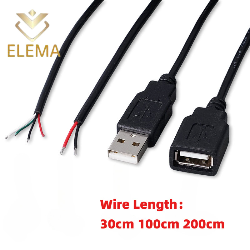 USB connection cable power wire 2/4 core male/female head usb extension ...