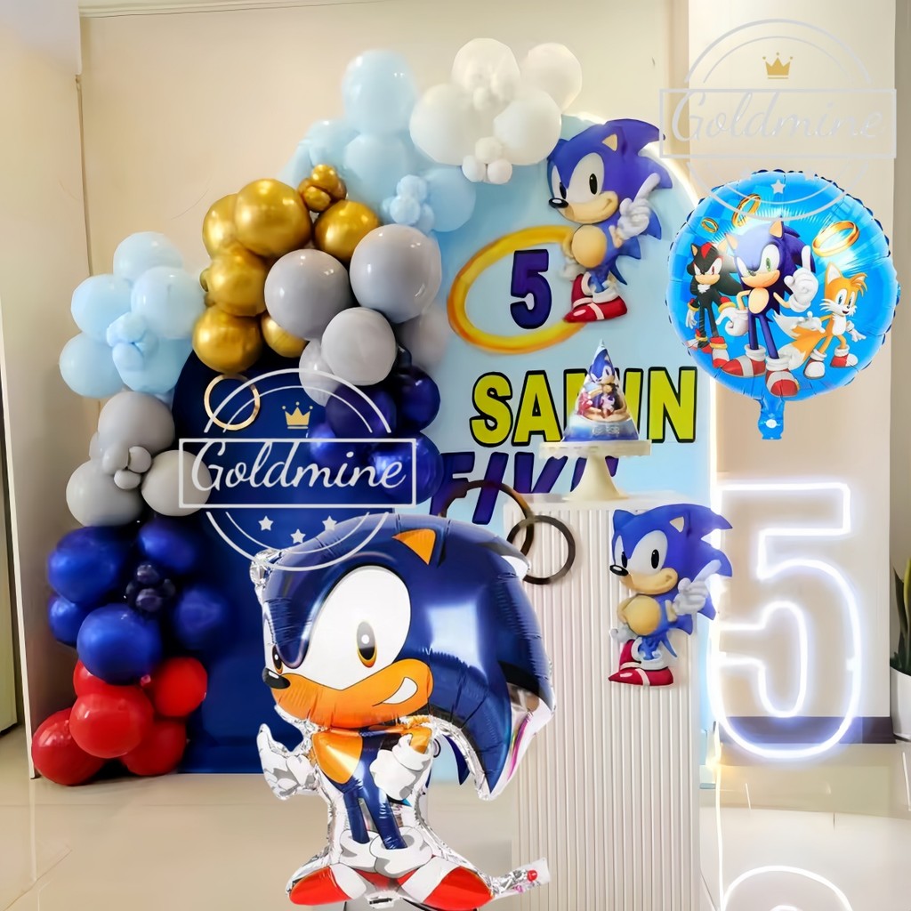 Hedgehog Sonic Theme Balloon Garland Arch Kit Blue Number Kids Birthday ...