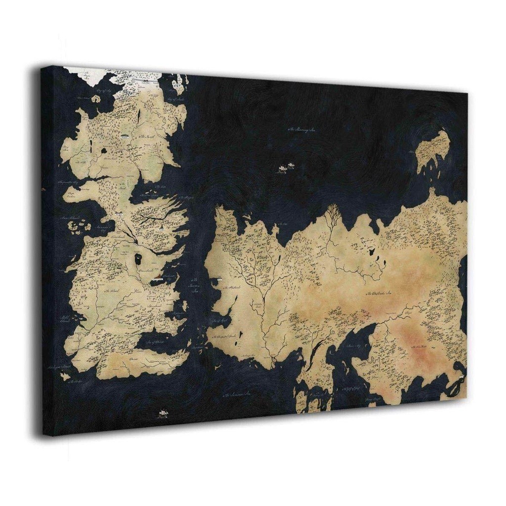 Popular Poster Piece Canvas Wall Art Prints Game of Thrones Map of ...